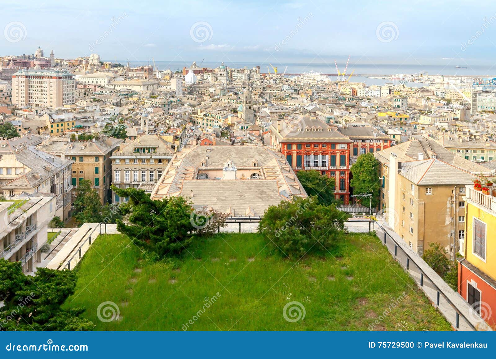 Genoa. View from above. stock photo. Image of cityscape - 75729500