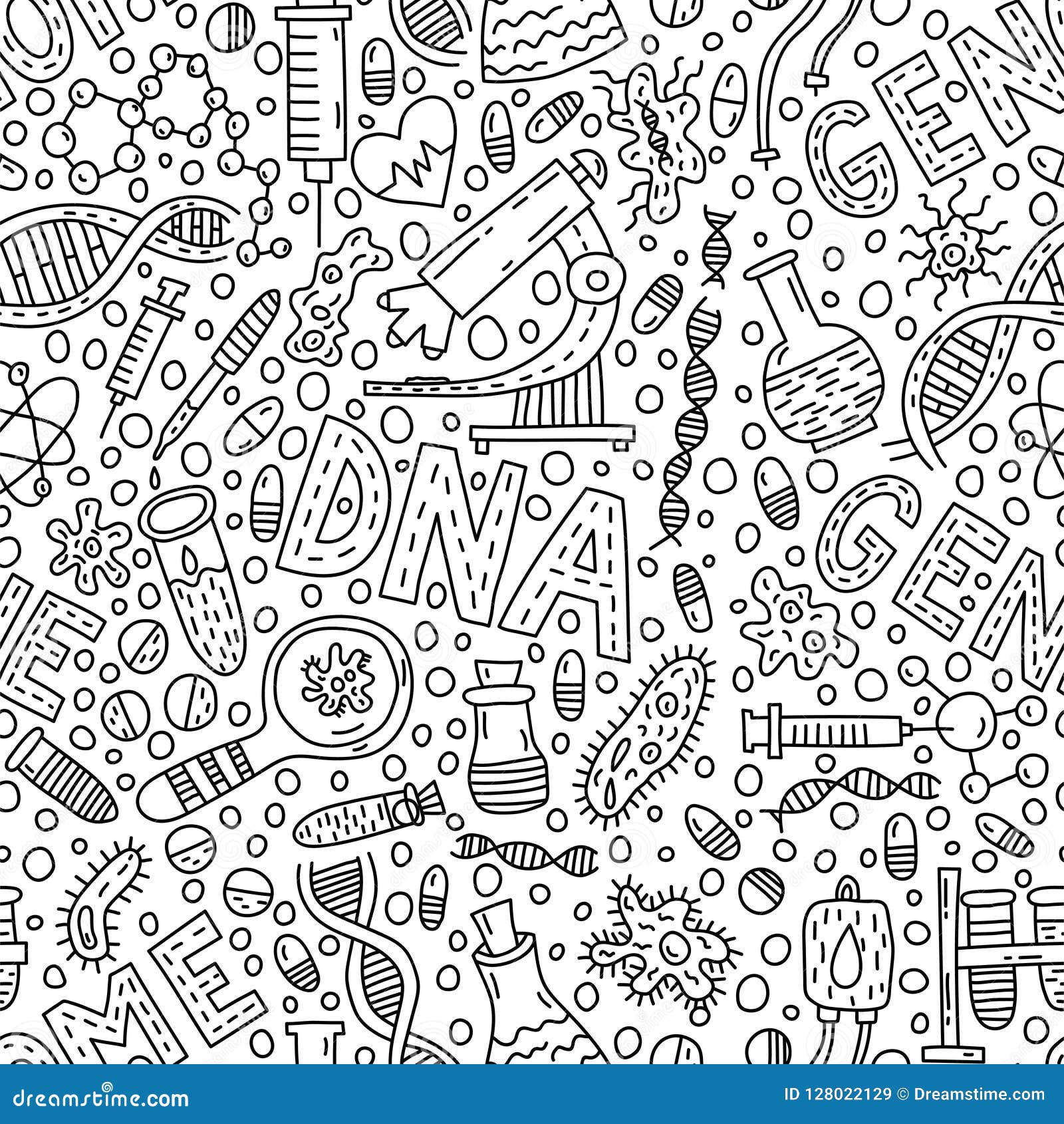 Genom seamless pattern stock vector. Illustration of chromosome - 128022129