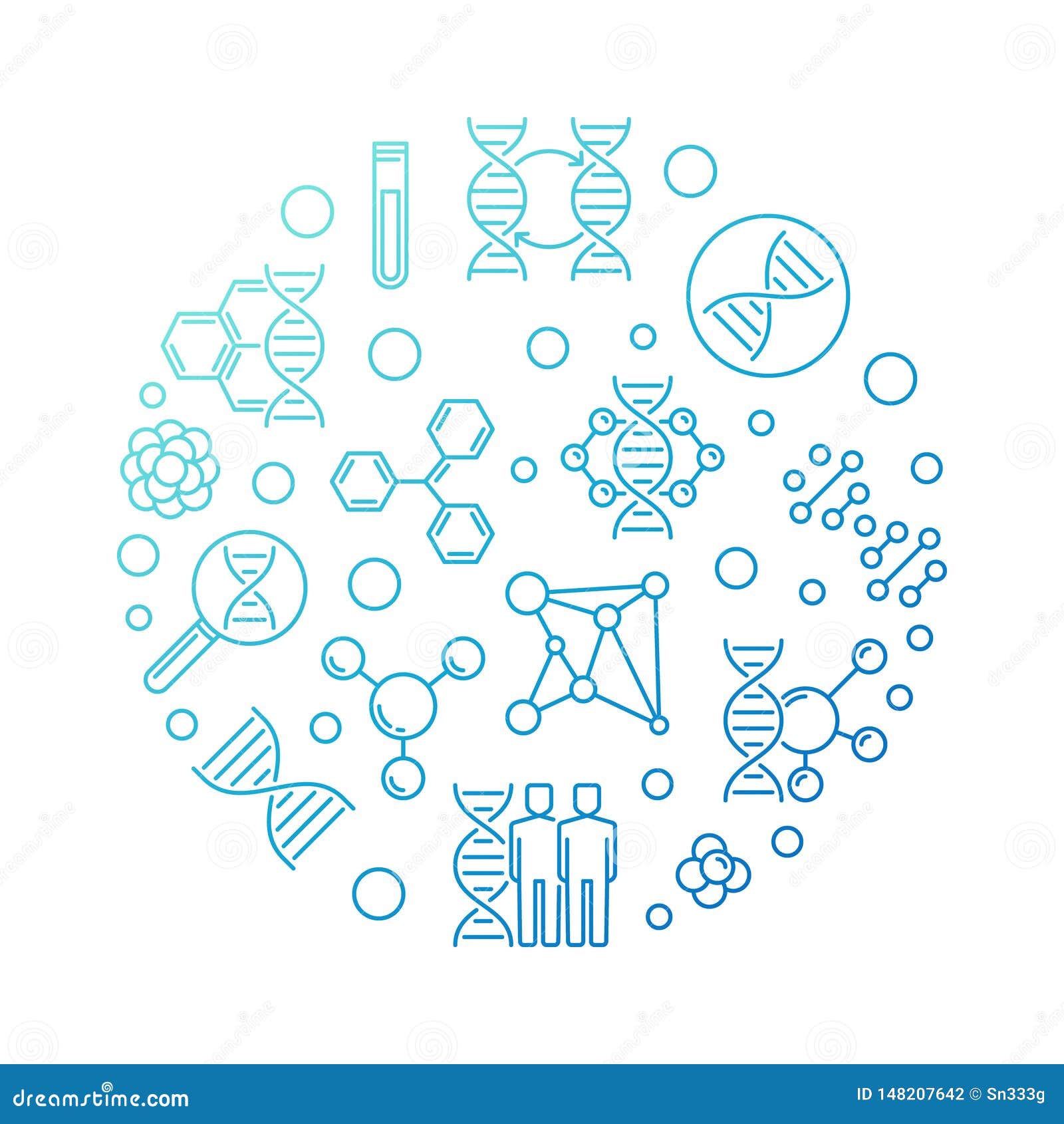 Genome Editing Vector Round Outline Blue Illustration Stock Vector ...