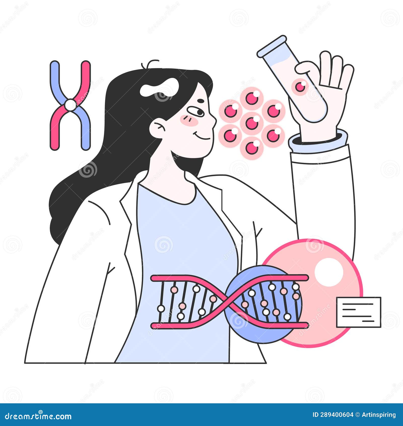 Genomics. Scientists Analyzing DNA Helix. Genetic Engineering Stock ...