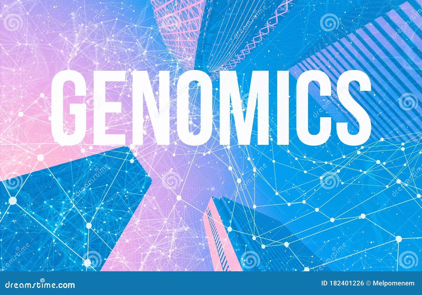 Genomics Theme with Abstract Patterns and Skyscrapers Stock ...