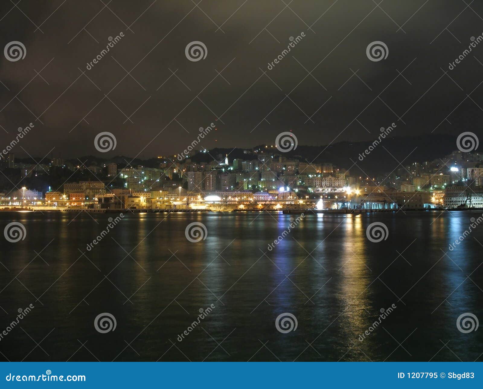 Genova at night stock image. Image of city, port, coast - 1207795