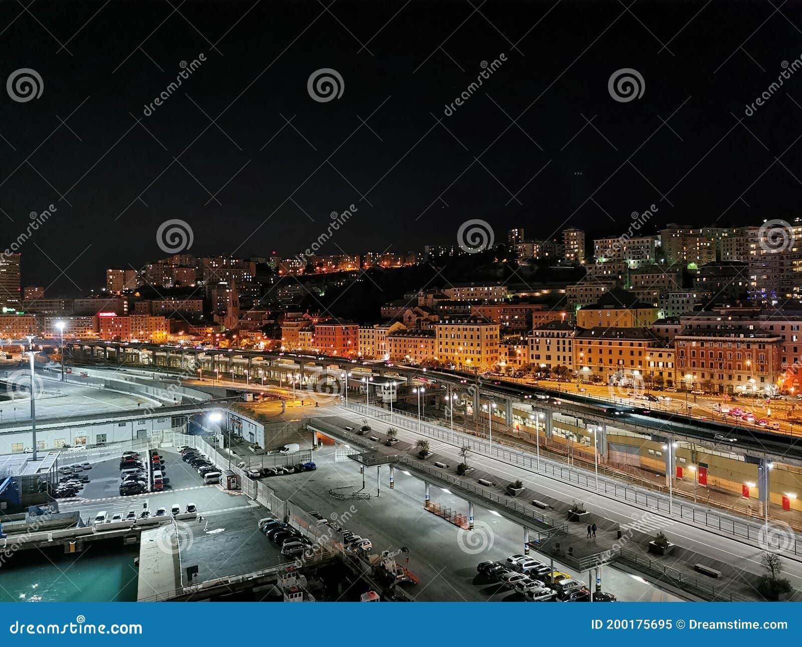 Genova by night stock image. Image of arena, landmark - 200175695