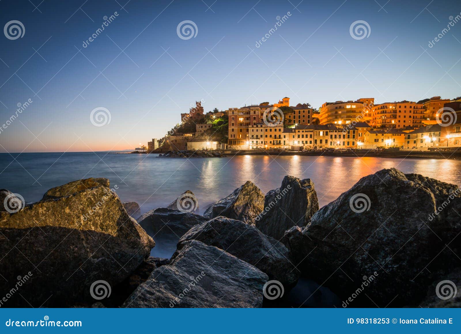 Genova at sunset stock image. Image of beautiful, panoramic - 98318253