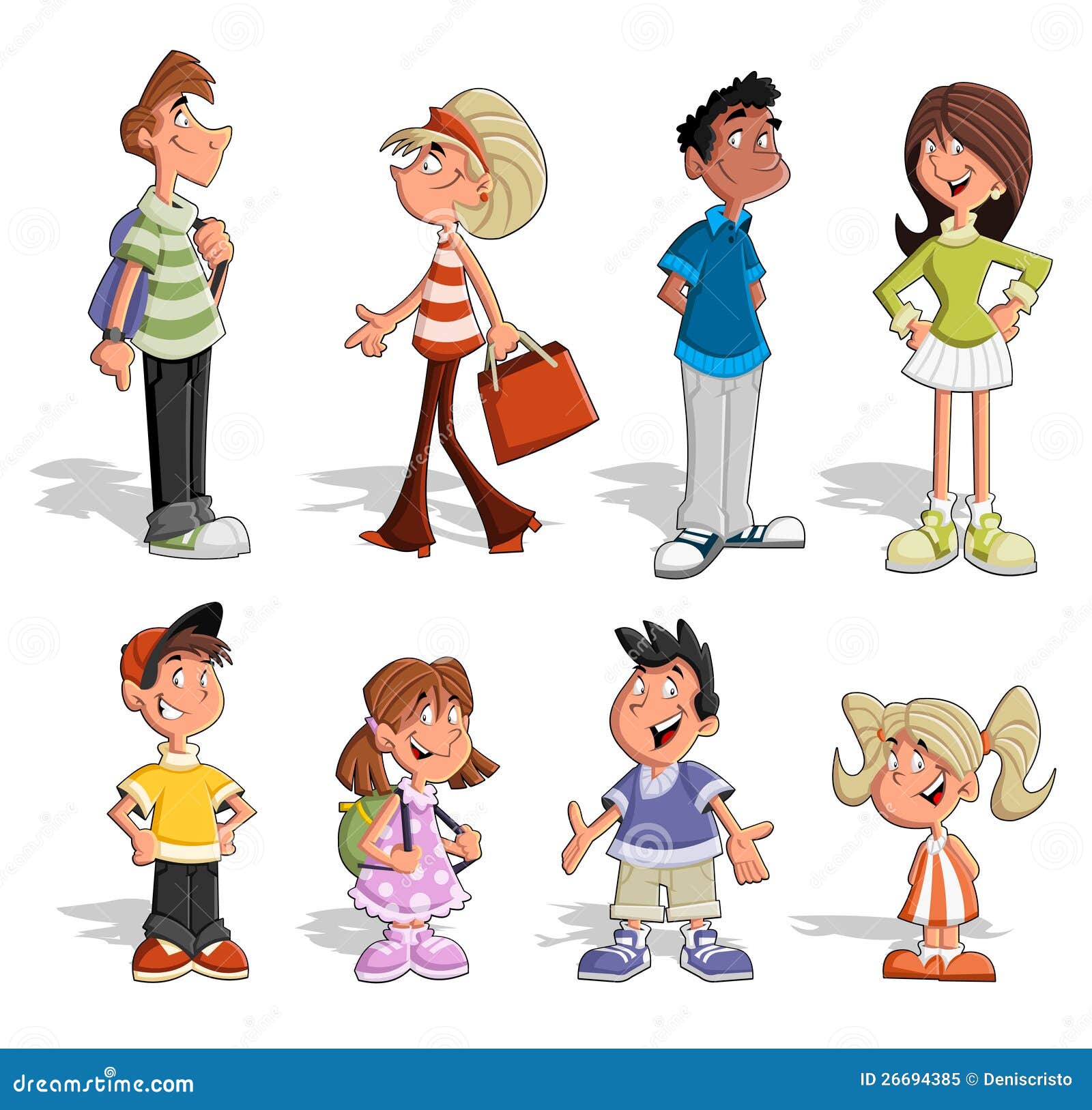 Gens Heureux Mignons De Dessin Animé Illustration de Vecteur ...