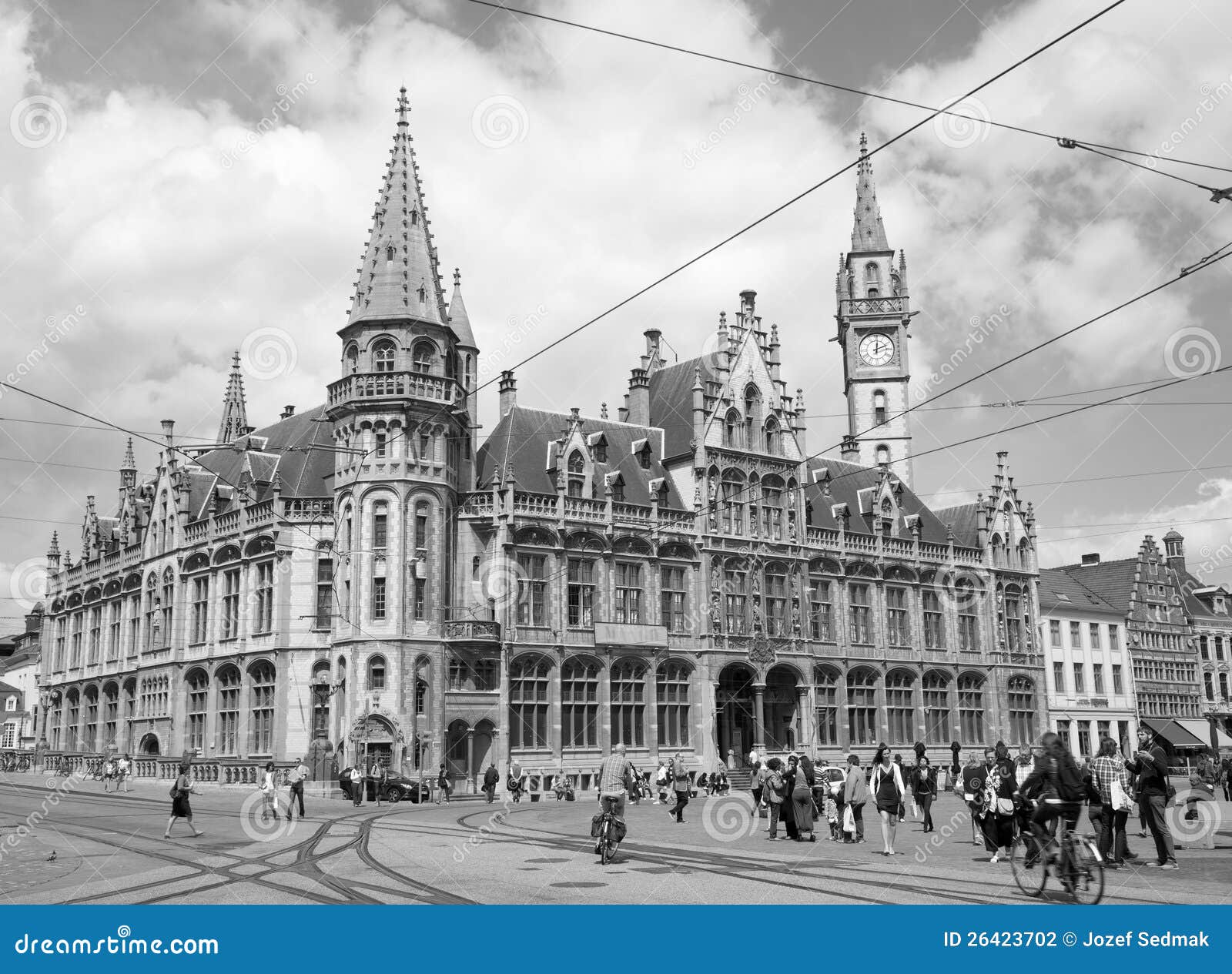 Gent - Post Palace and Korenmarkt Street Editorial Photography - Image ...