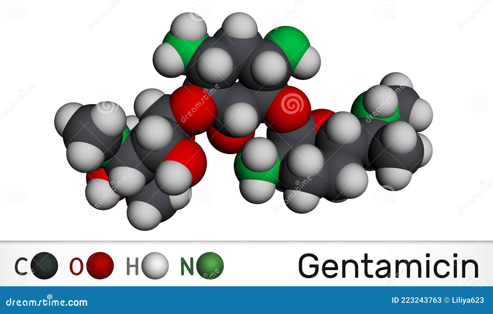Gentamicin Antibiotic Drug Aminoglycoside Class Molecule. Skeletal ...