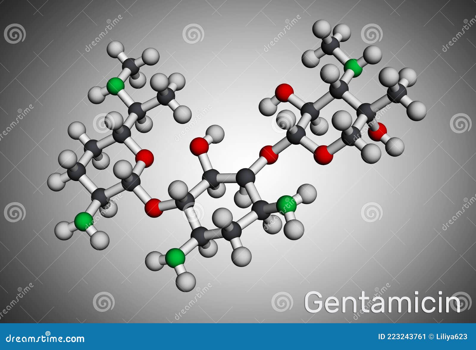 Gentamicin Antibiotic Drug Aminoglycoside Class Molecule. Skeletal ...