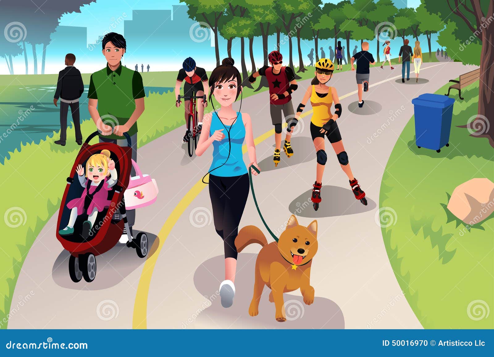 Gente activa en un parque ilustración del vector. Ilustración de ...