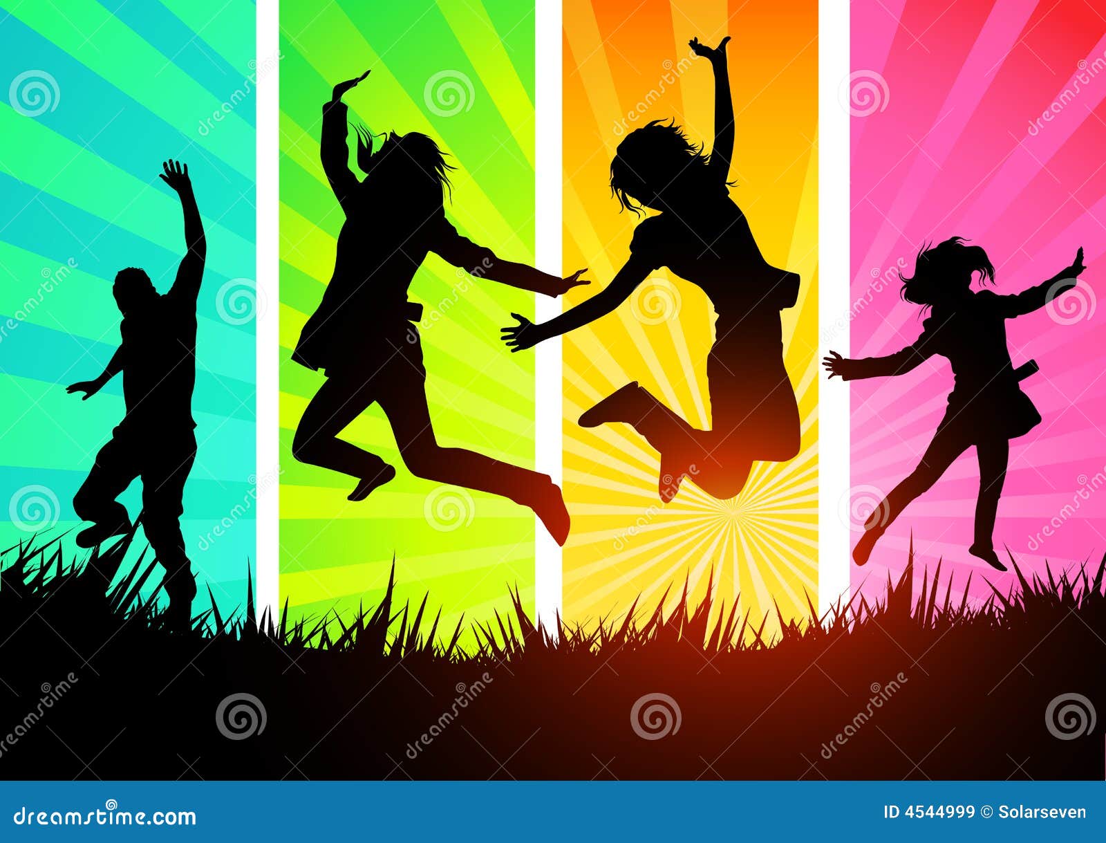 Gente activa joven stock de ilustración. Ilustración de sunset - 4544999