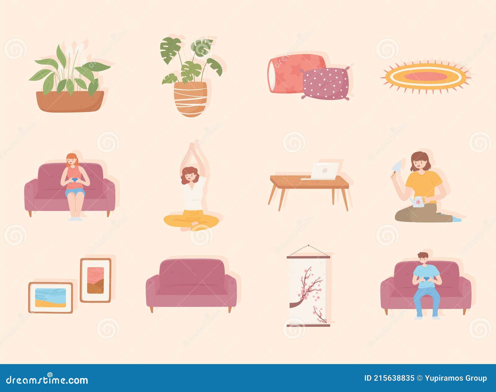 Gente aficiones casa ilustración del vector. Ilustración de hombre ...