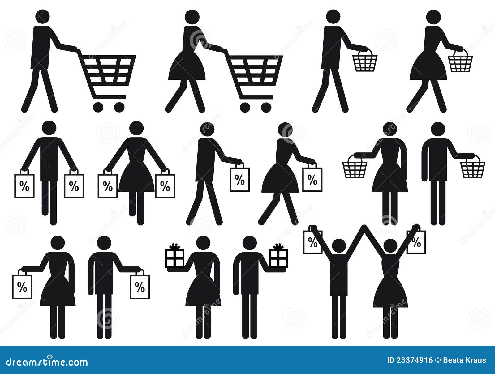 Gente De Las Compras, Conjunto Del Icono Del Vector Ilustración del ...