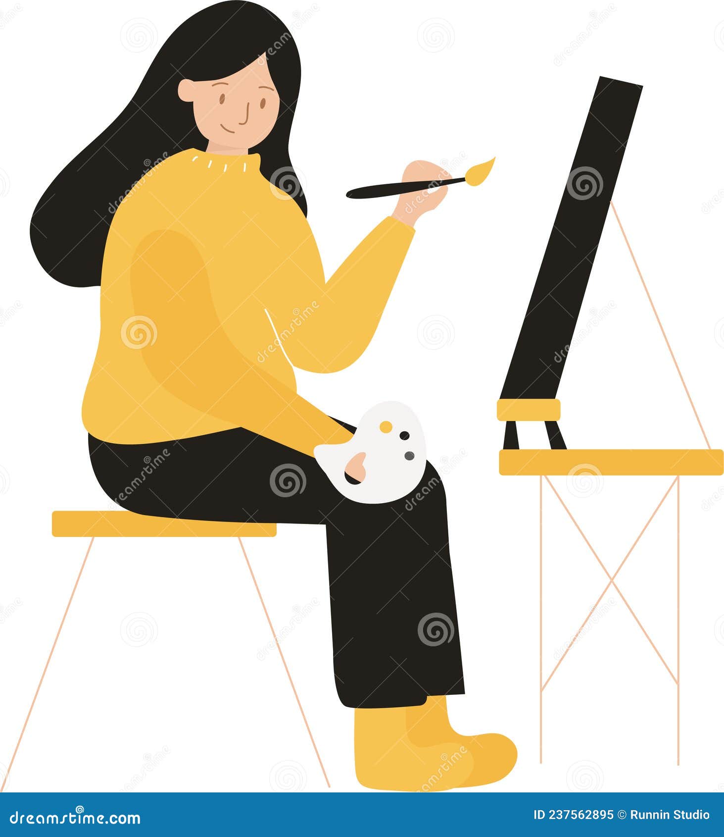 Gente De Piso Pintando a Una Joven Pintando Stock de ilustración ...