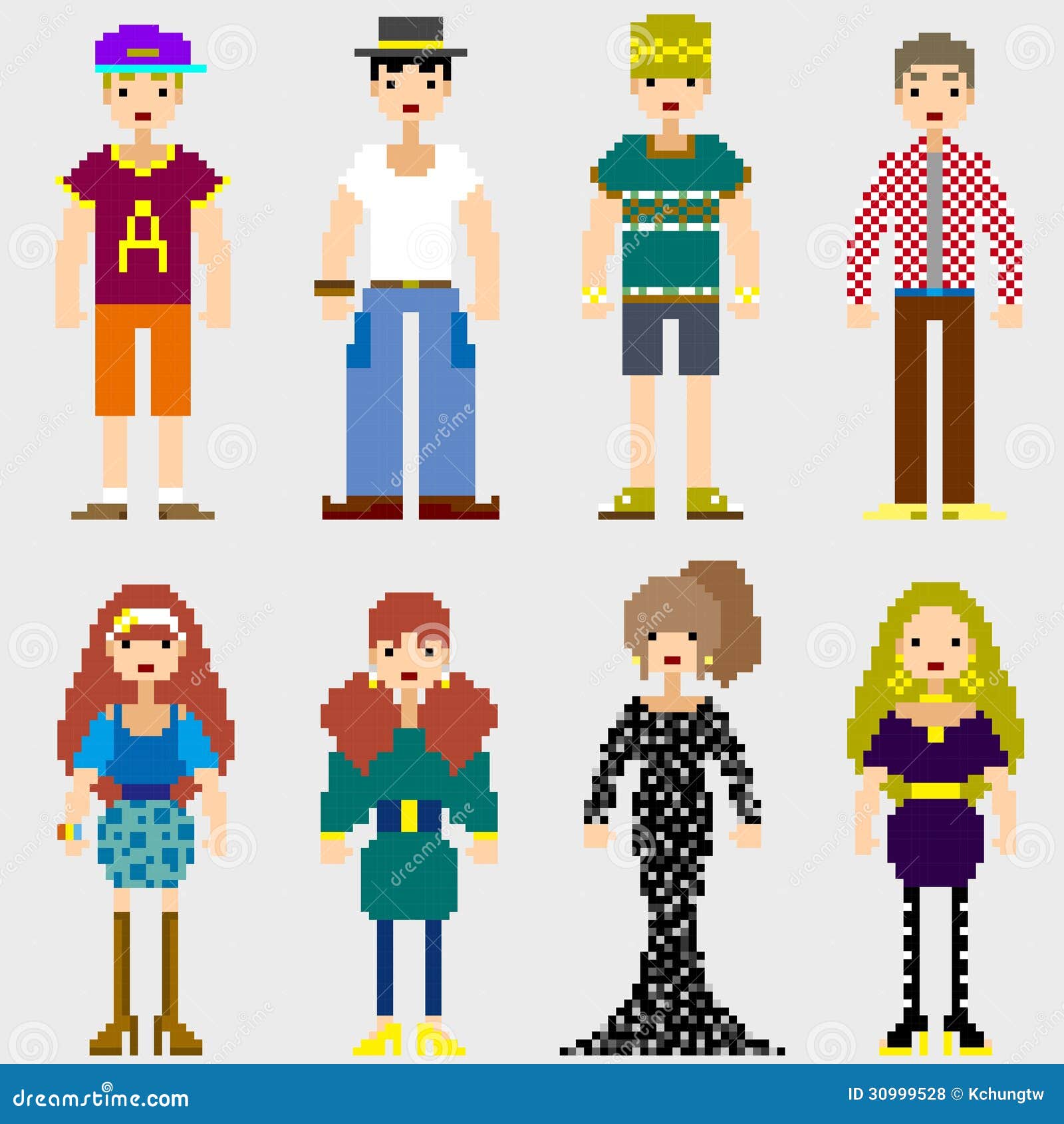 Gente del pixel de la moda ilustración del vector. Ilustración de ...