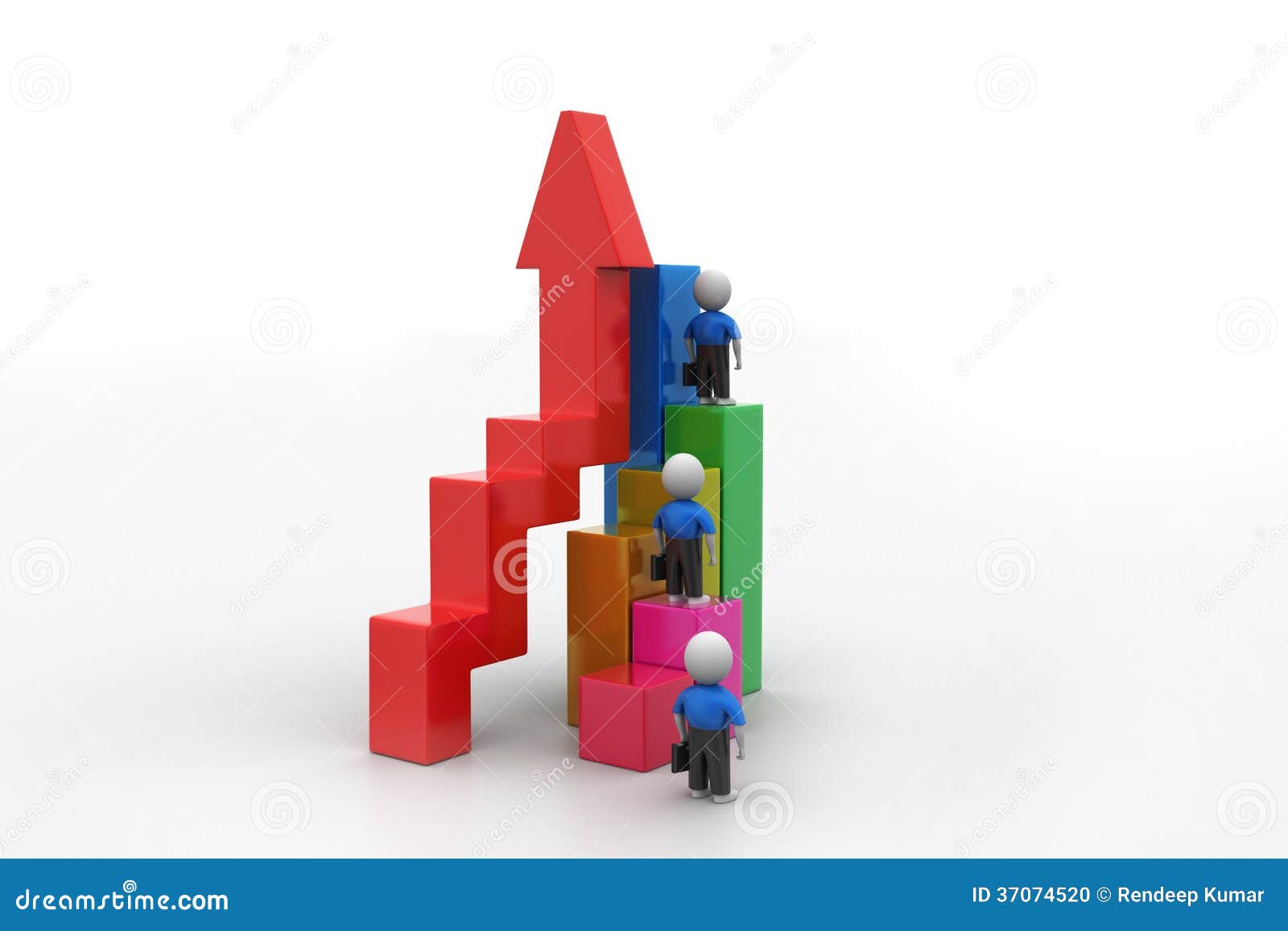 Gente Di Affari 3d Che Scala Sull'istogramma Illustrazione di Stock ...