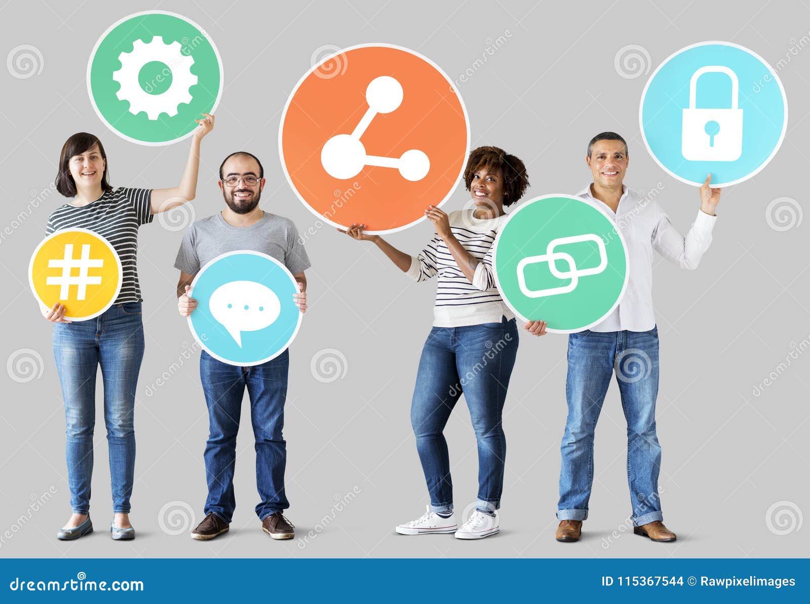 Gente Diversa Con Los Medios Iconos Sociales Foto de archivo - Imagen ...