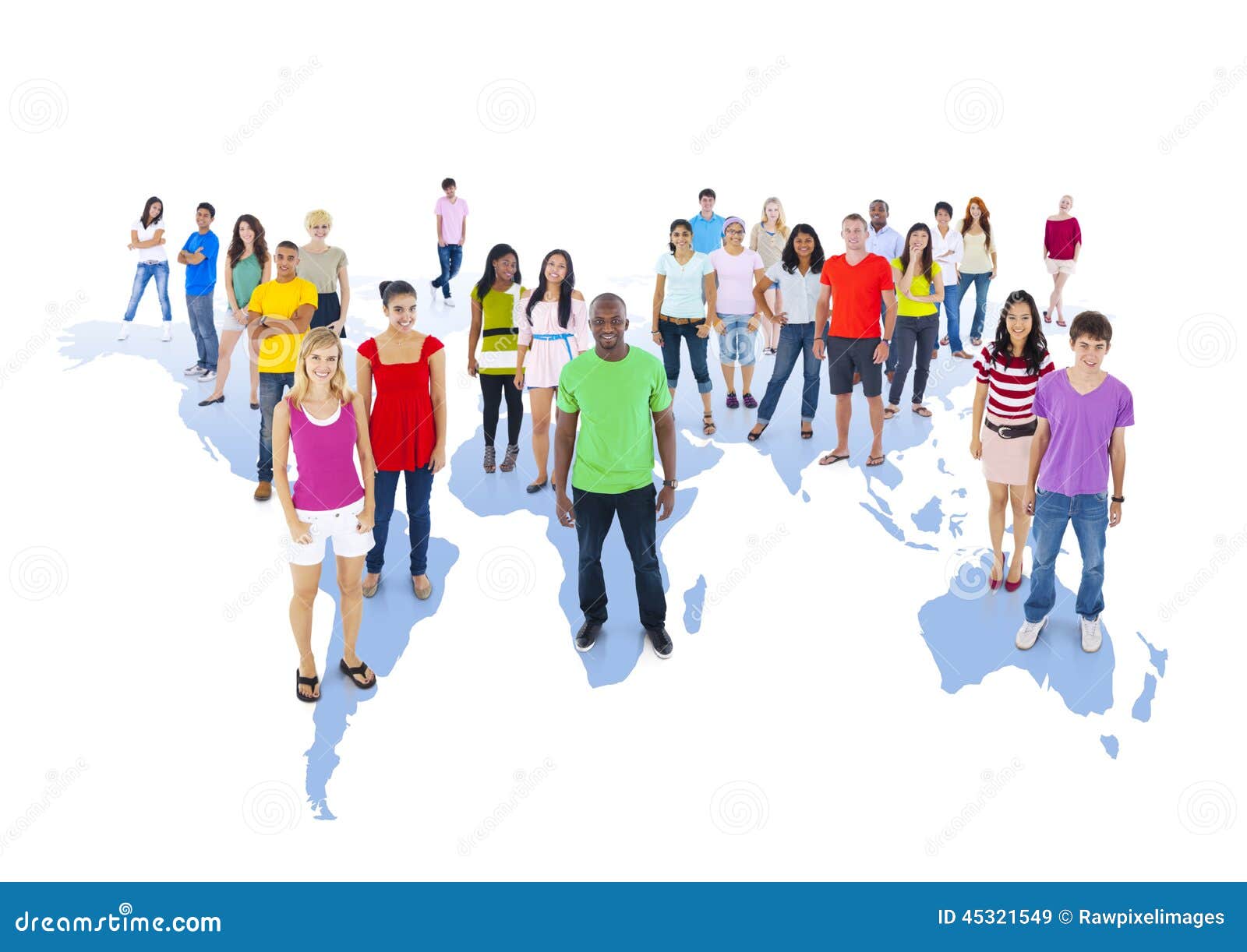 Gente Diversa Que Se Coloca En Mapa Del Mundo Imagen de archivo ...