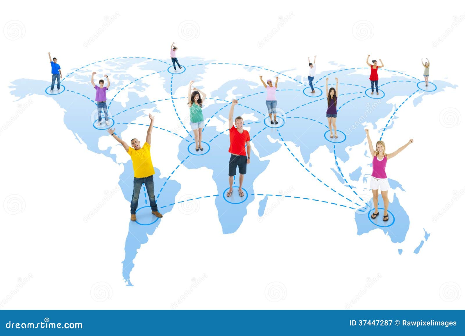 Gente En El Mundo Conectado Junto Stock de ilustración - Ilustración de ...