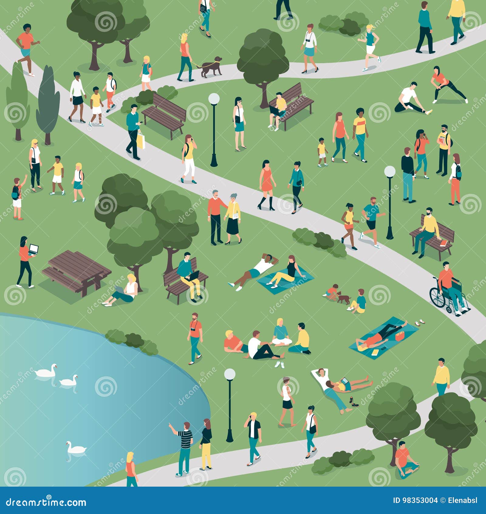 Gente En El Parque De La Ciudad Ilustración del Vector - Ilustración de ...