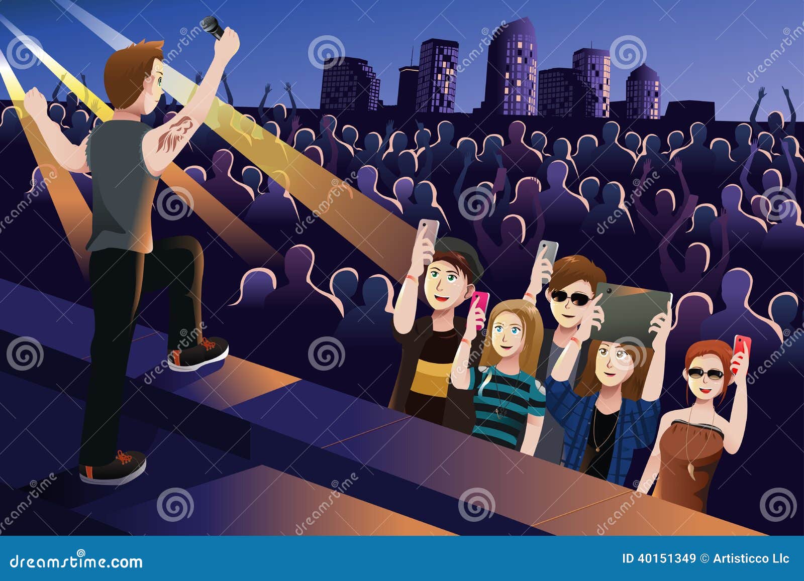 Gente en un concierto ilustración del vector. Ilustración de ...