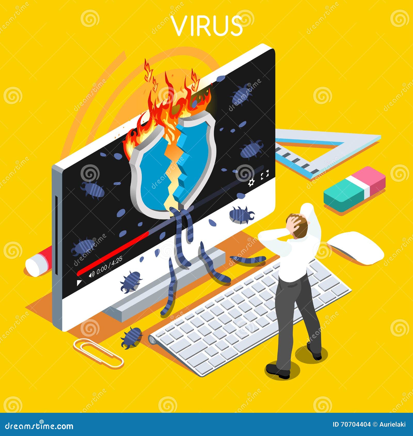 Gente Isometrica Del Virus Informatico Illustrazione Vettoriale ...