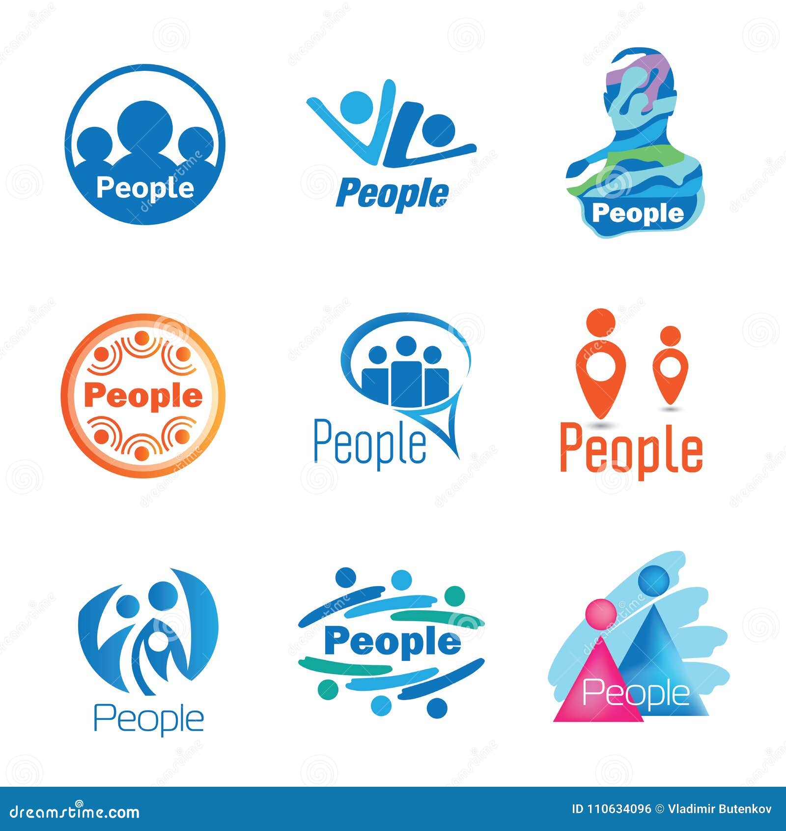 Gente Logo Set ilustración del vector. Ilustración de grupo - 110634096