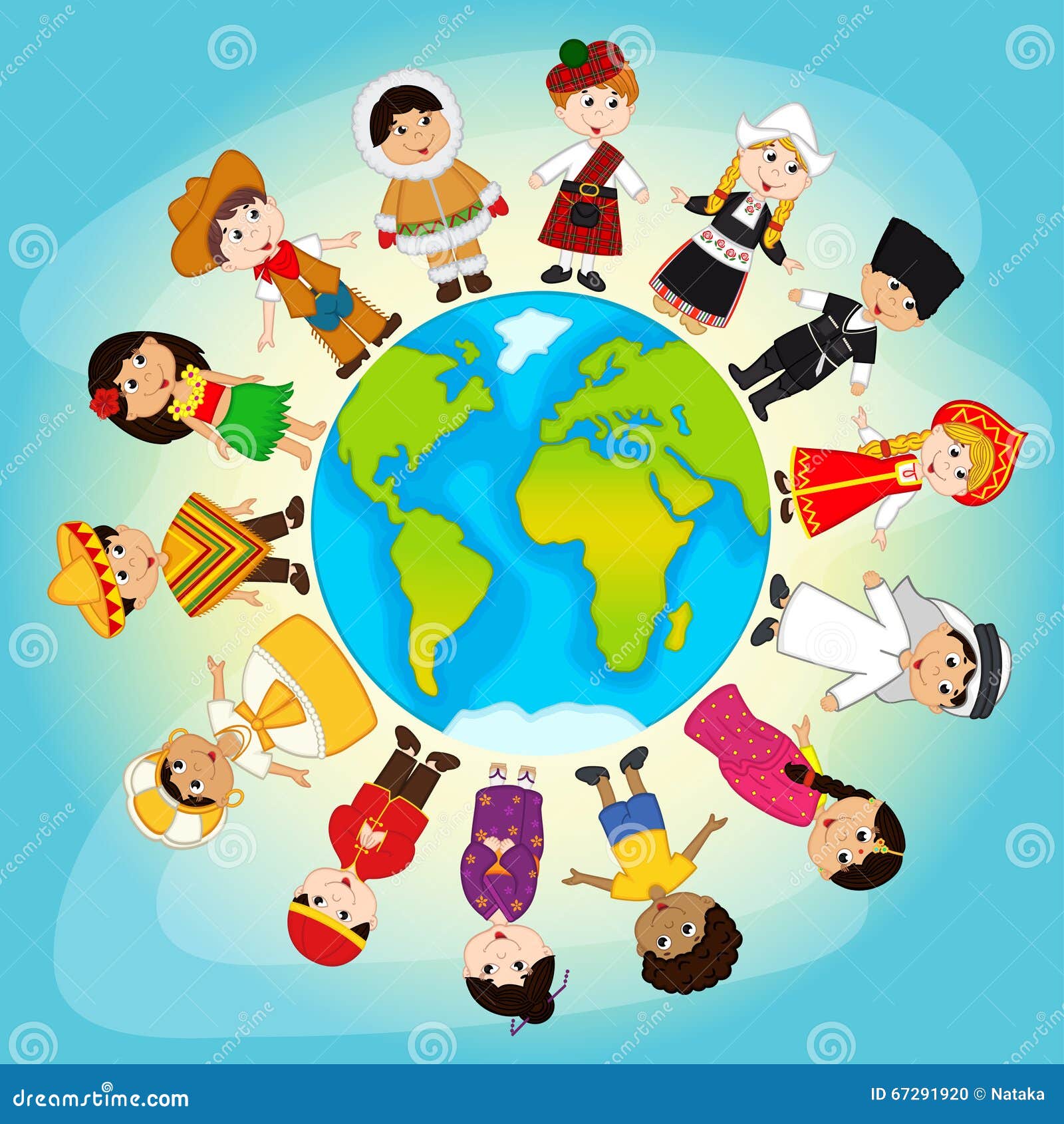 Gente Multicultural En La Tierra Del Planeta Ilustración del Vector ...