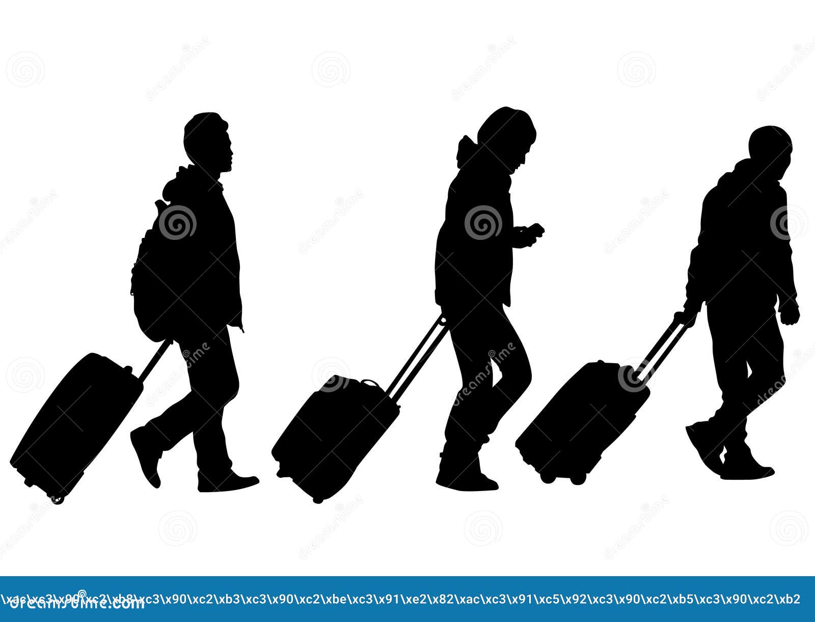 Gente y maletas tres ilustración del vector. Ilustración de adulto ...