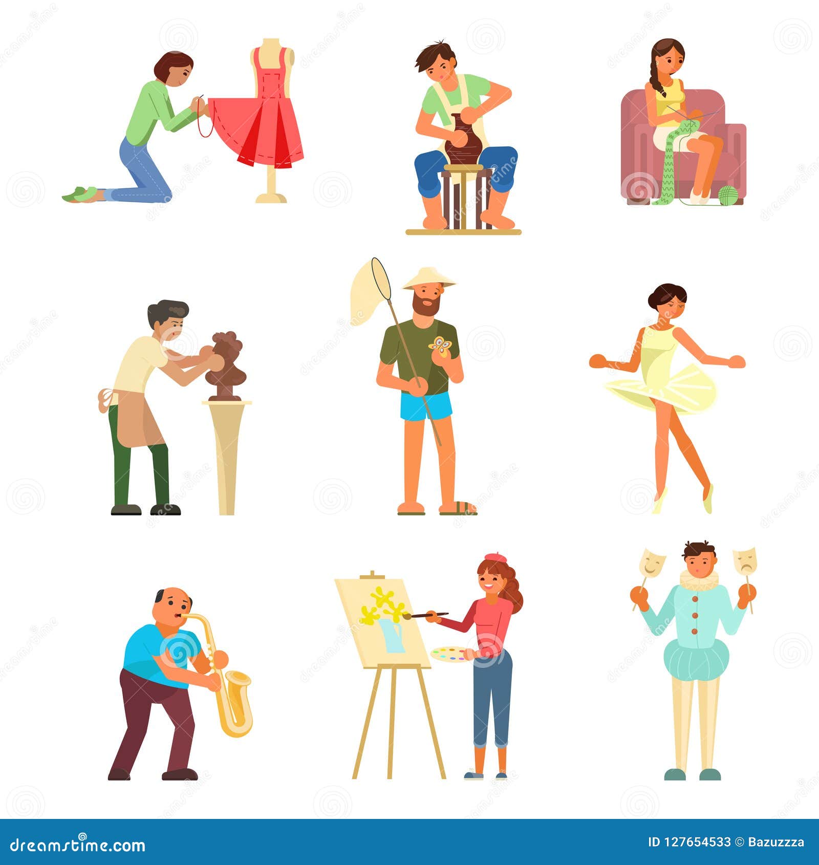 Gente Y Su Ejemplo Plano Del Vector De Las Aficiones Ilustración del ...