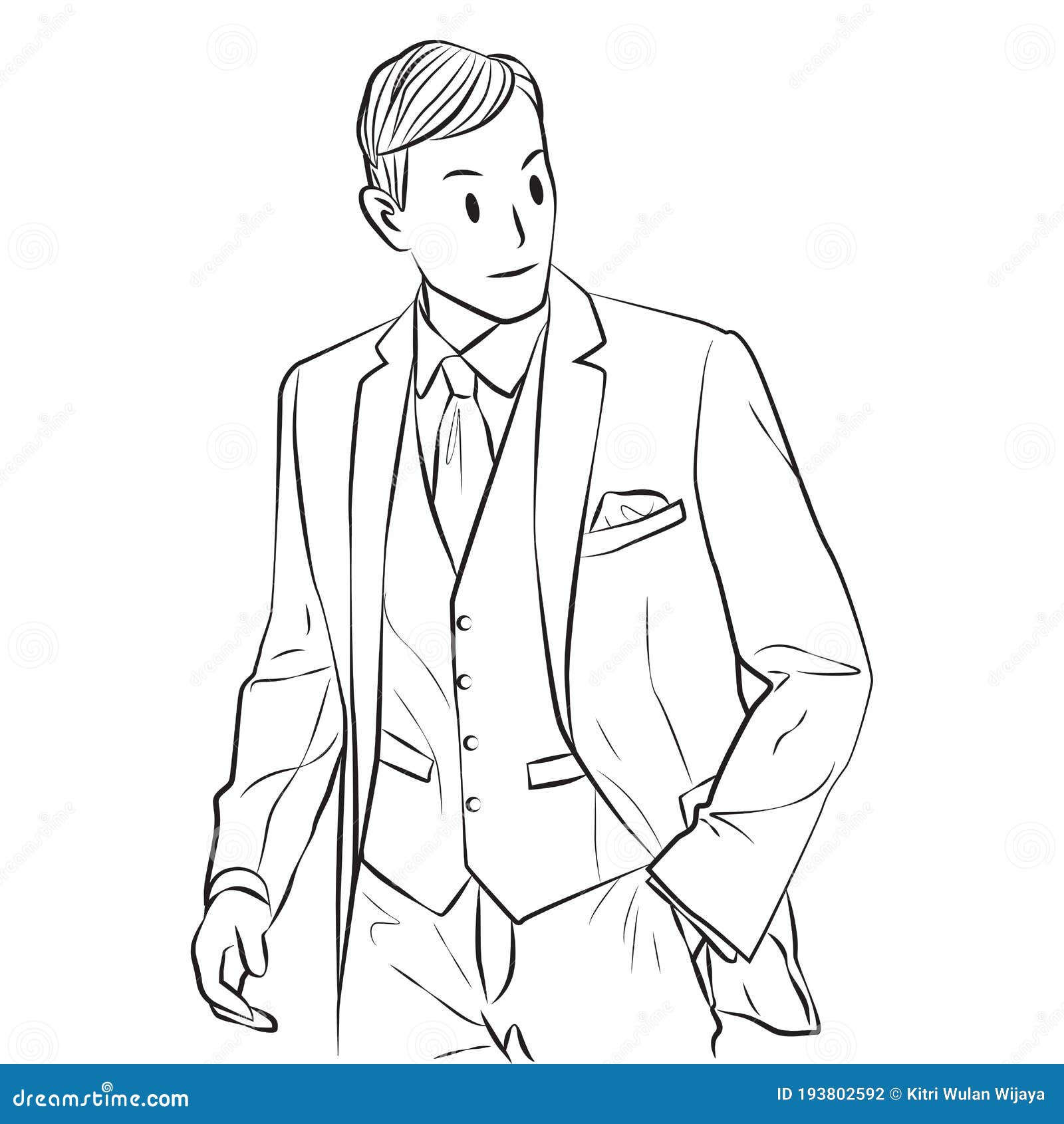 Gentelman Pose Line Vector Illustration Stock Illustration ...