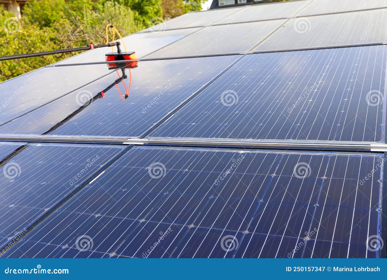 Gentle Cleaning of Solar Modules with Water Stock Image - Image of ...
