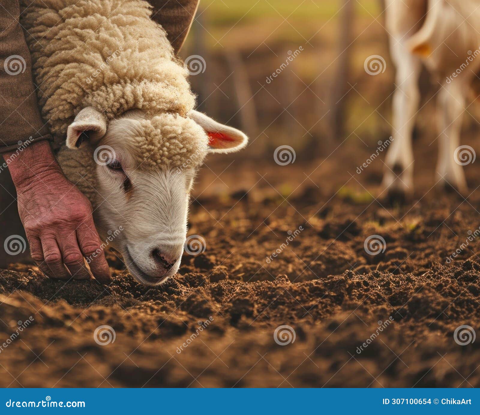 Gentle Farm Moment with Sheep. Copy Space. AI Generated Stock ...