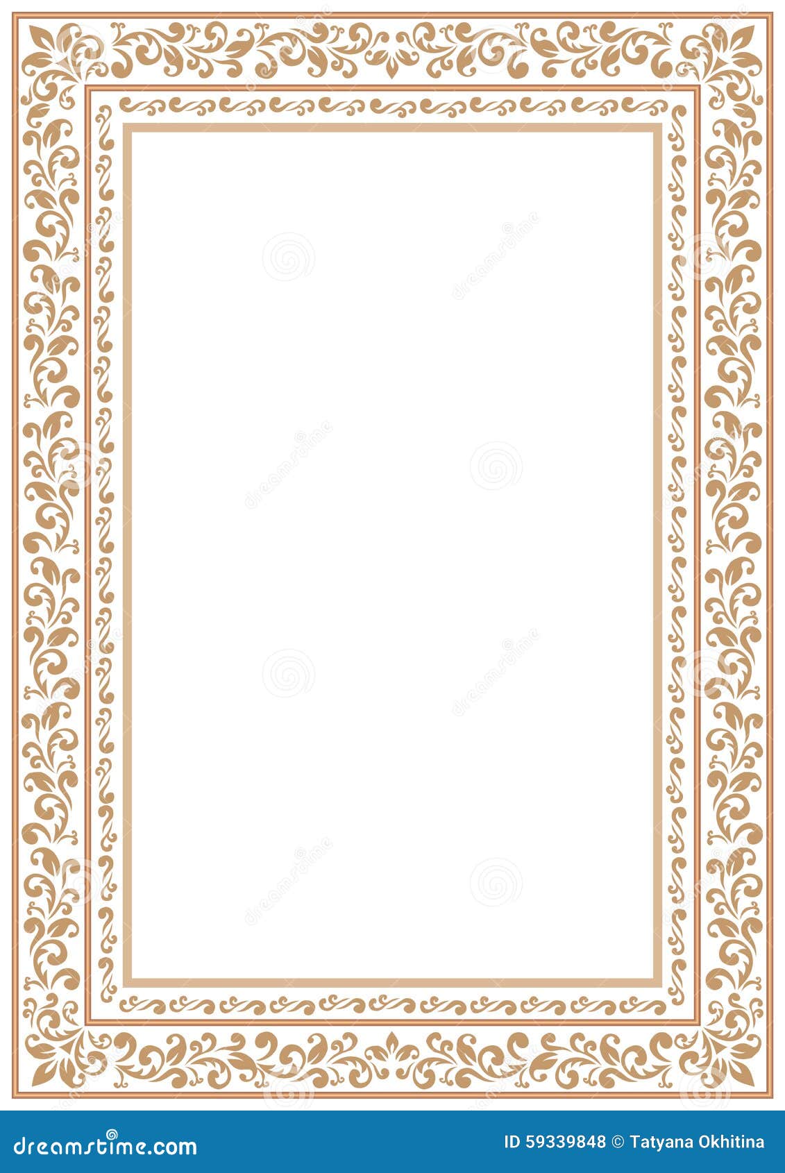 Gentle floral border stock vector. Illustration of brown - 59339848
