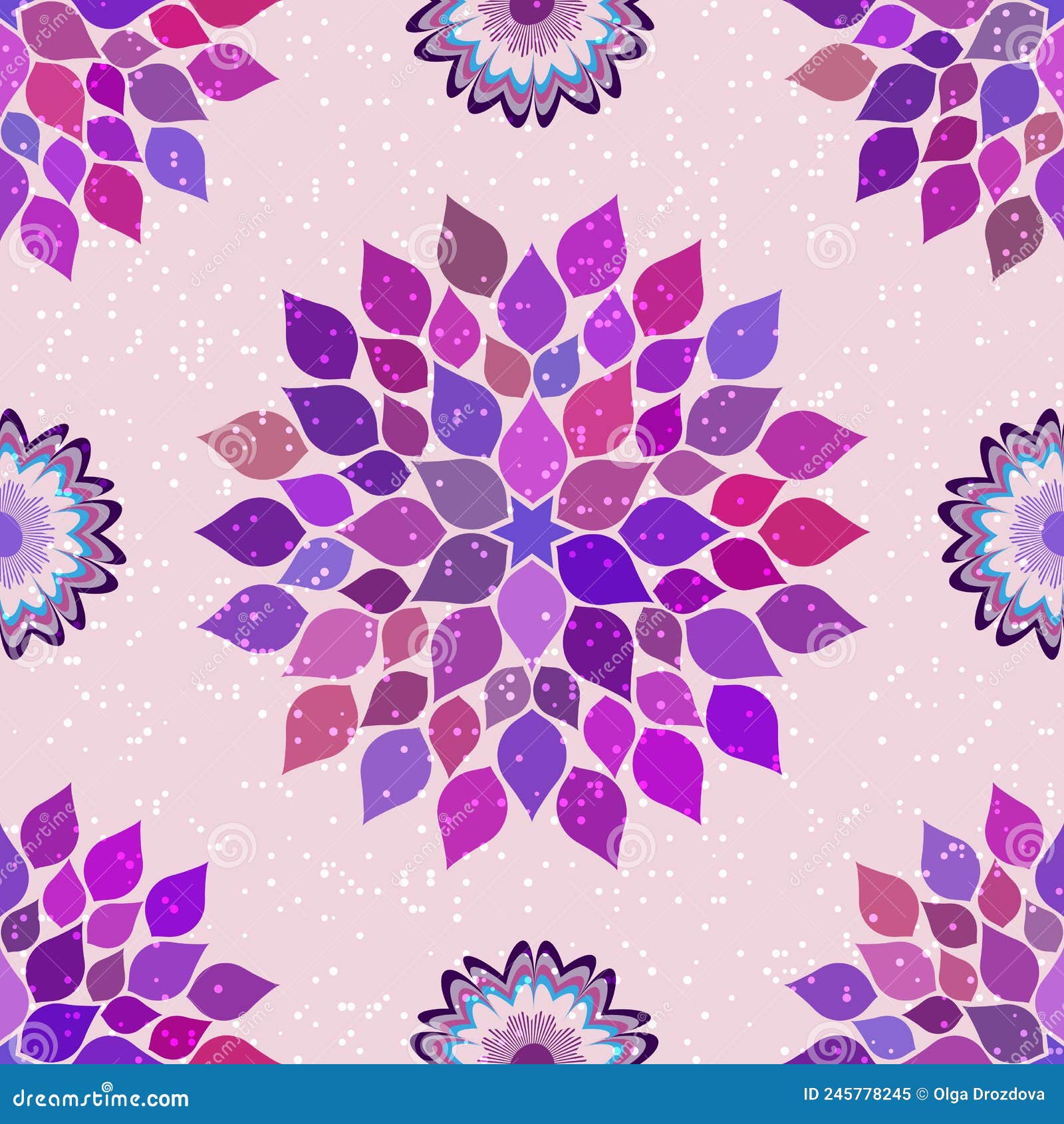 Gentle Geometric Seamless Pattern with Stylized Flowers Stock Vector ...