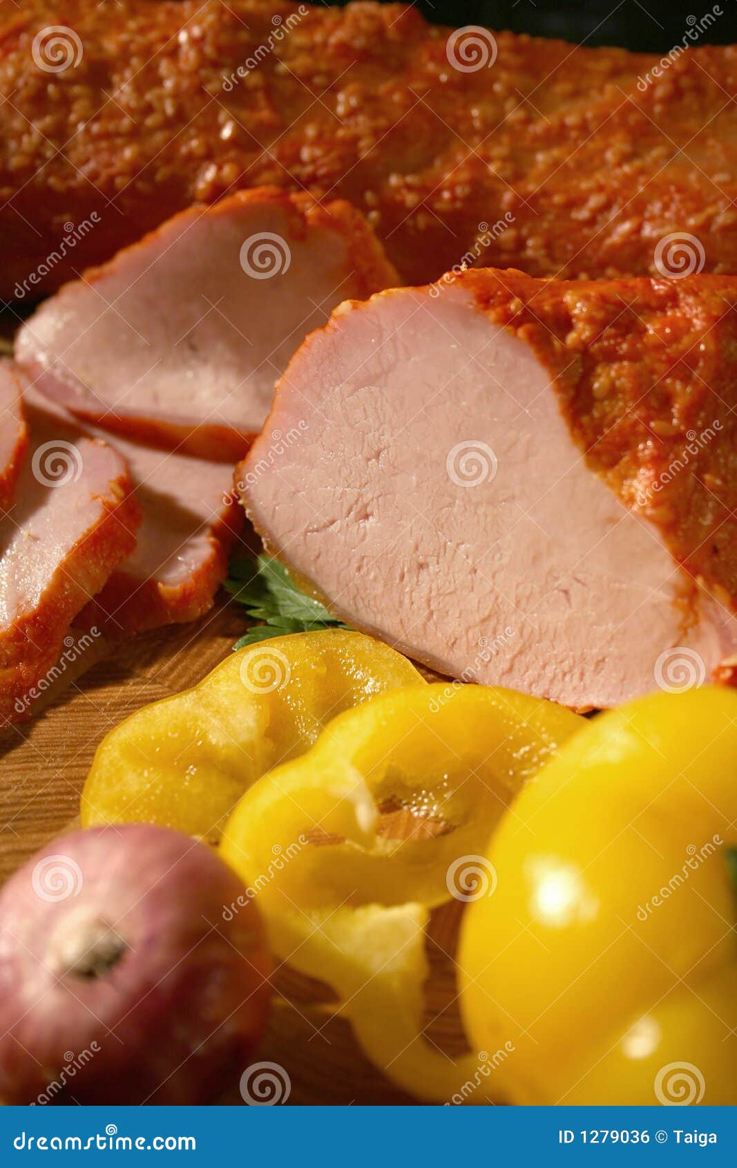 Gentle Ham with Yellow Pepper and Onion Stock Photo - Image of health ...
