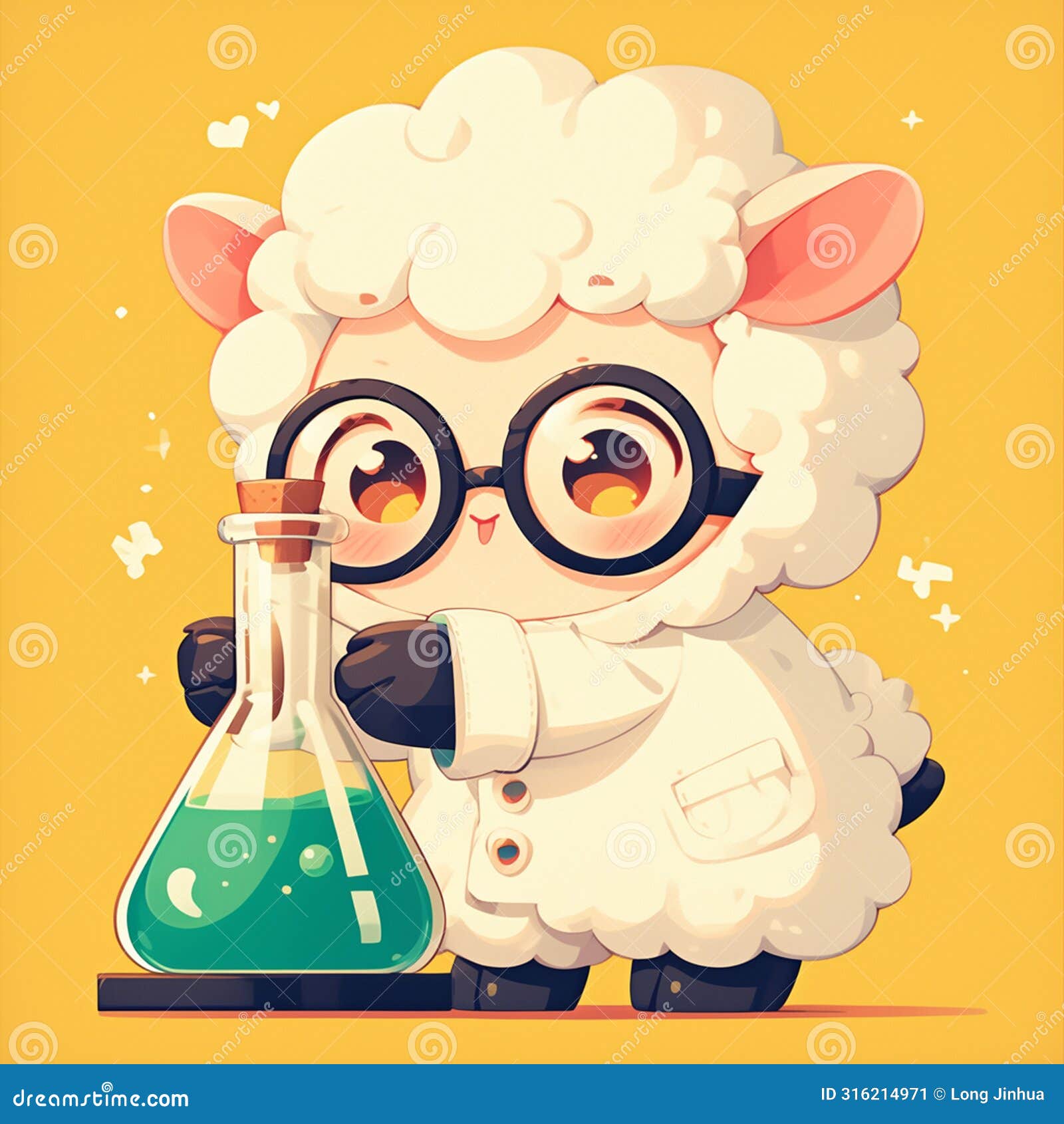 A Gentle Lamb Scientist Cartoon Style Stock Vector - Illustration of ...