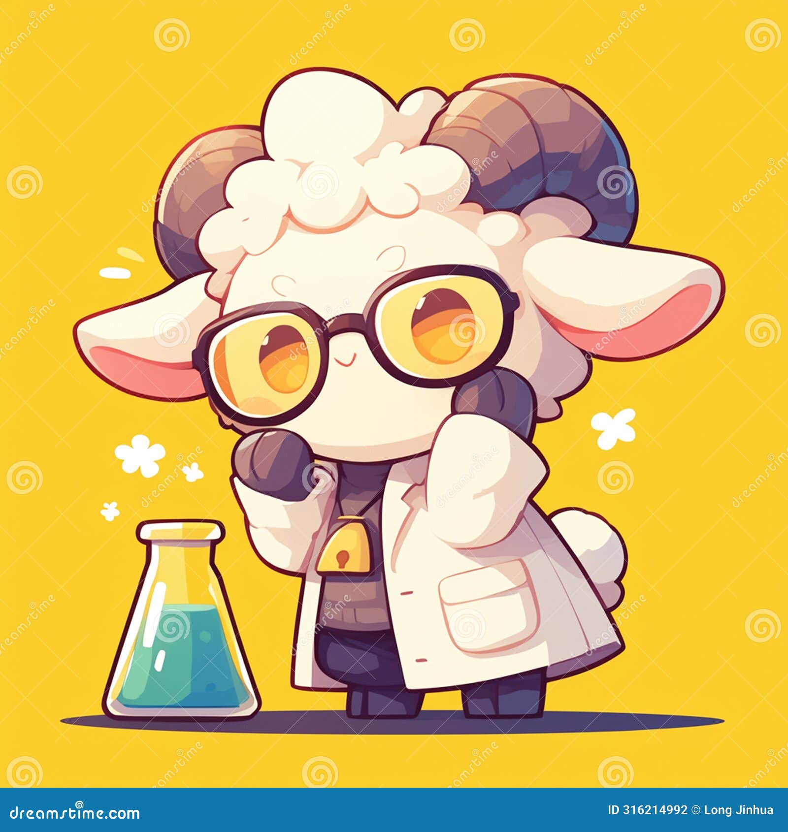 A Gentle Lamb Scientist Cartoon Style Stock Vector - Illustration of ...