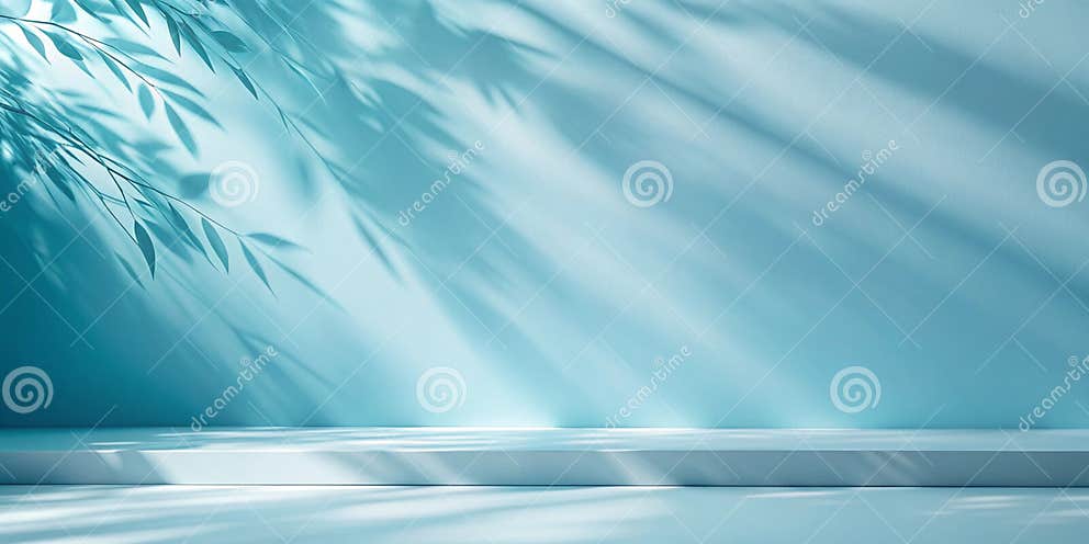 Gentle Light Blue Background with Tree Branch Shadows Stock ...