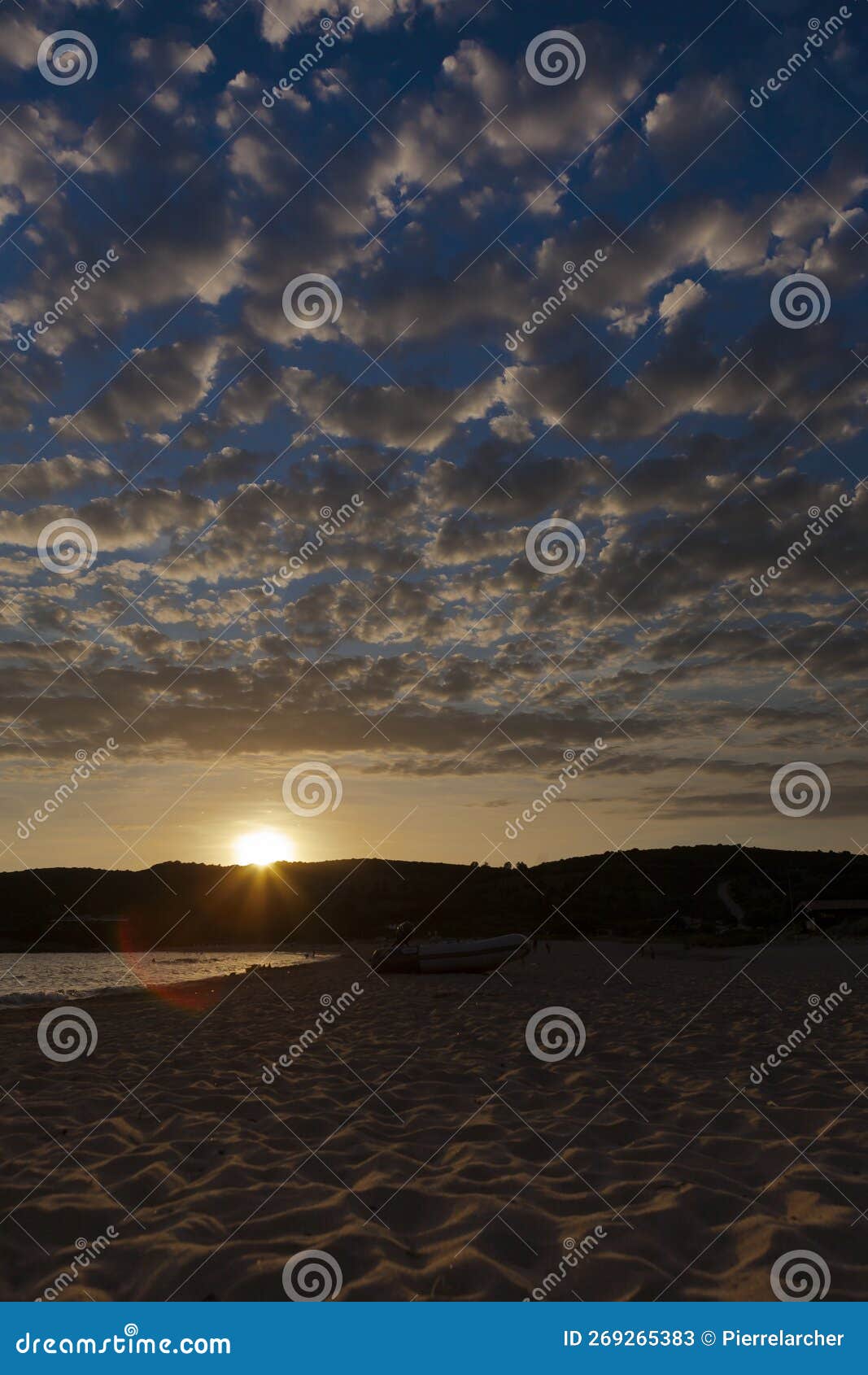 Gentle Sky at Sunset Sunrise with Real Sun and Clouds Above a Beach ...