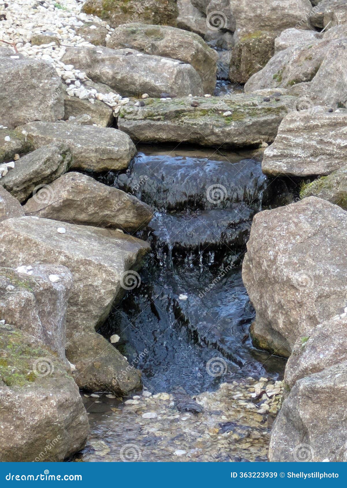 A Gentle Stone Stream with Rocks and Flowing Water Stock Image - Image ...