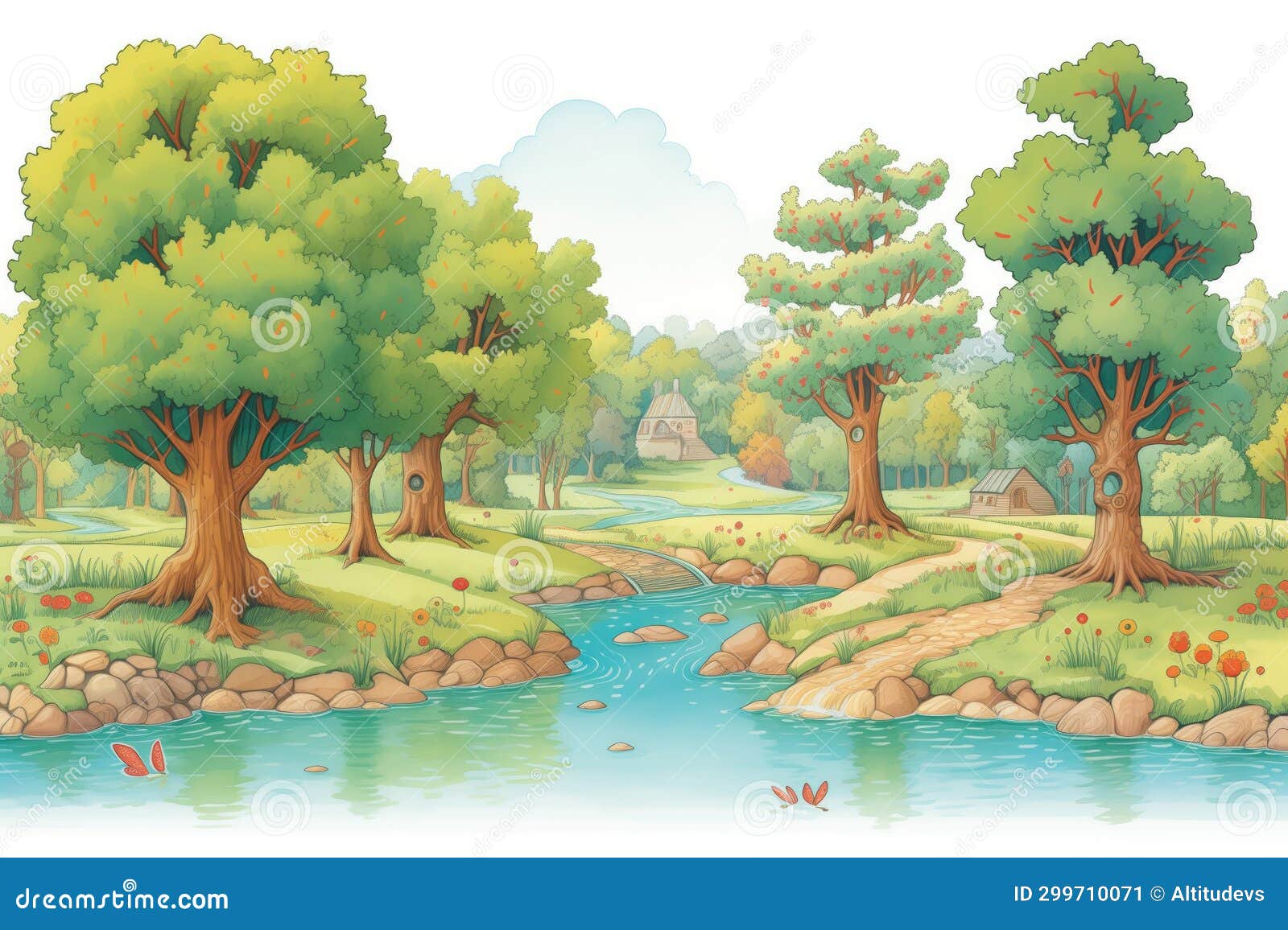 A Gentle Stream Lined with Trees in a Protected Conservation Area Stock ...