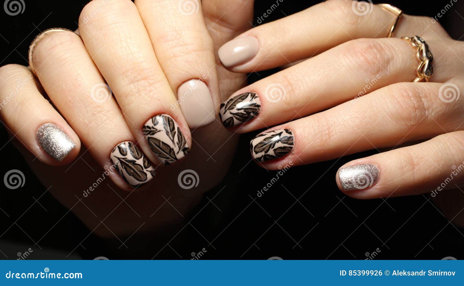 Gentle and Unusual Manicure Design with a Pattern Stock Photo - Image ...