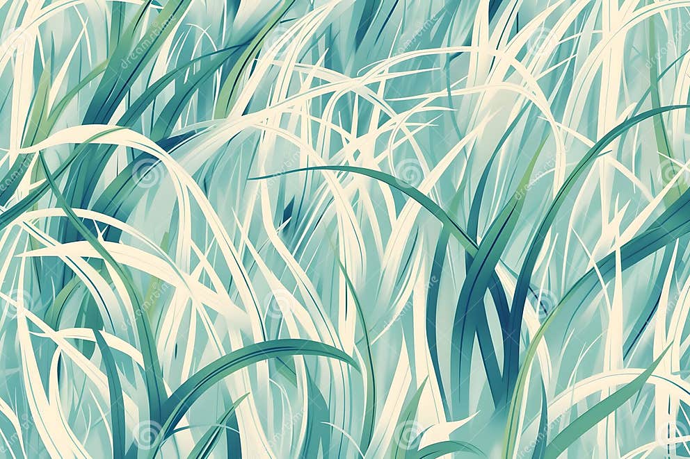 Gentle Water Flow Wavy Grass Seamless Pattern AI Image Stock ...
