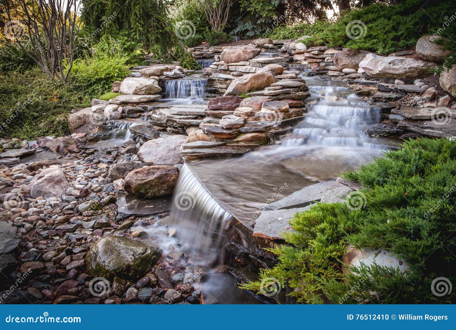 Gentle Waterfall stock photo. Image of small, trees, gentle - 76512410