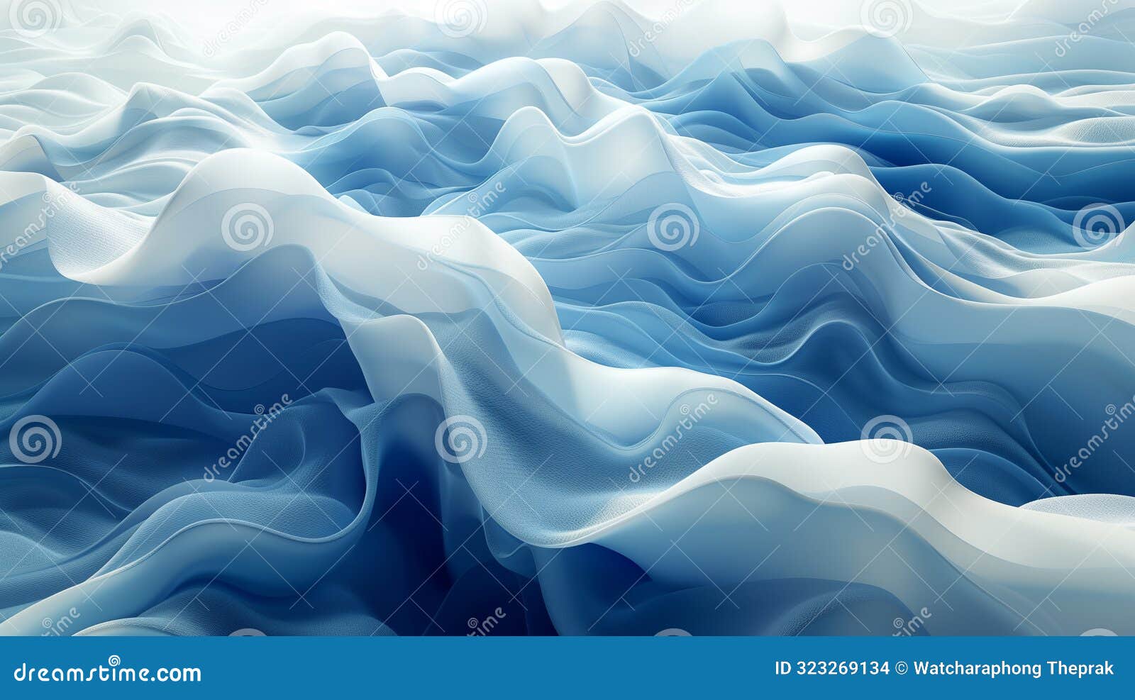 Gentle, Wavy Blue and White Abstract Forms Create a Serene, Flowing ...