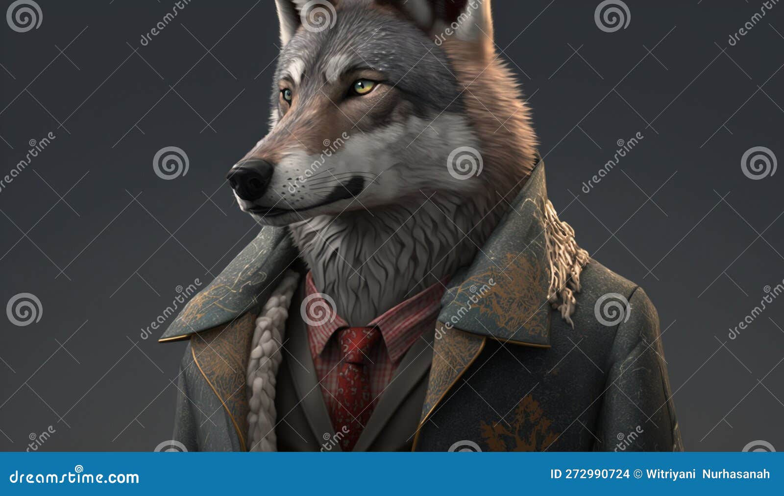 Gentle Wolf in Clothes. Concept Graphic in Vintage Style Stock ...