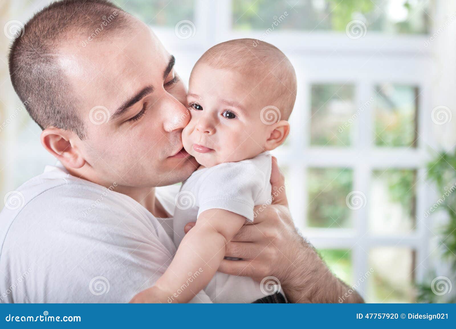 Gentle Young Father Comforting Crying Baby Stock Photo - Image of enjoy ...