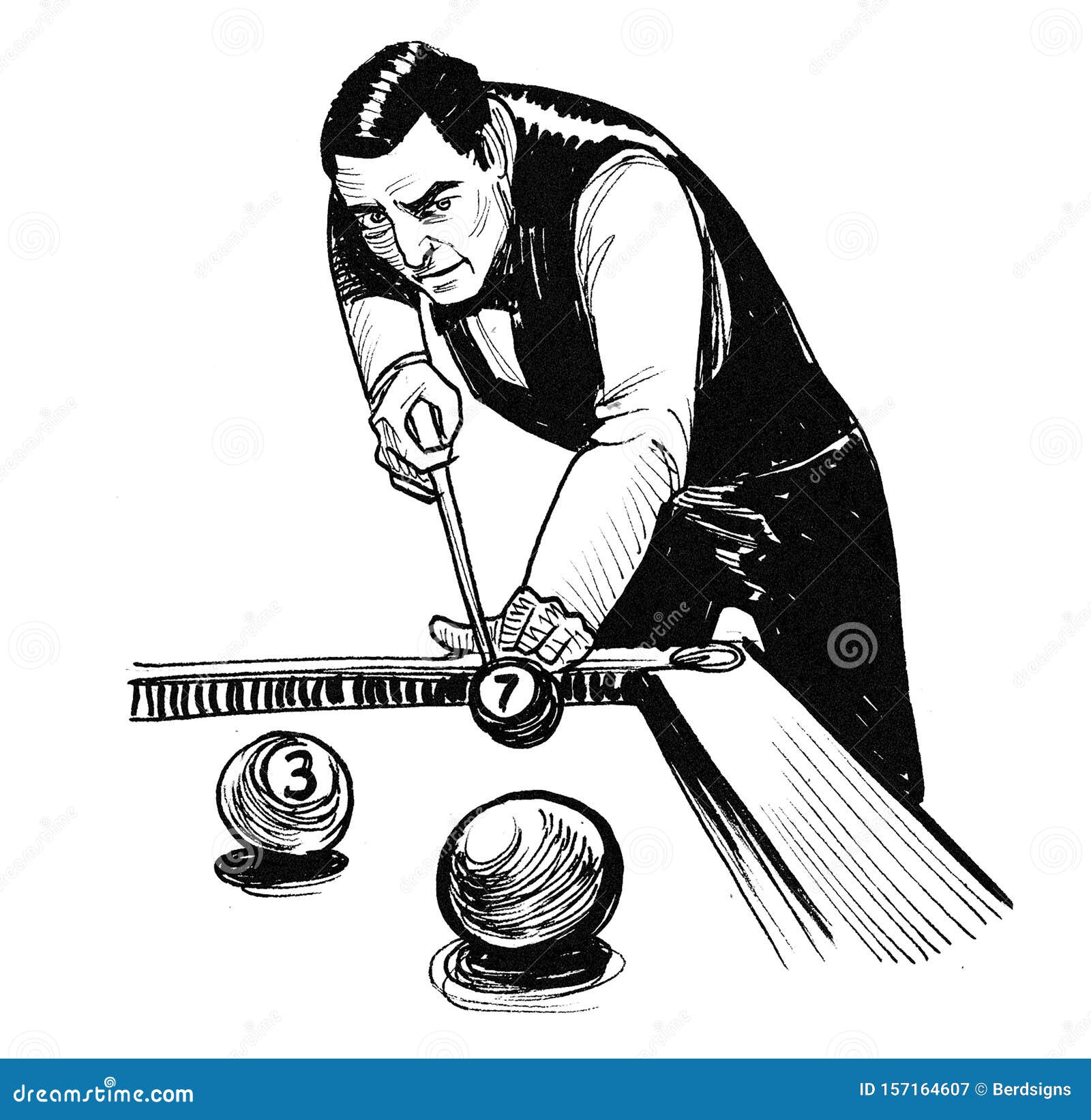 Gentleman and billiard stock illustration. Illustration of sketch ...