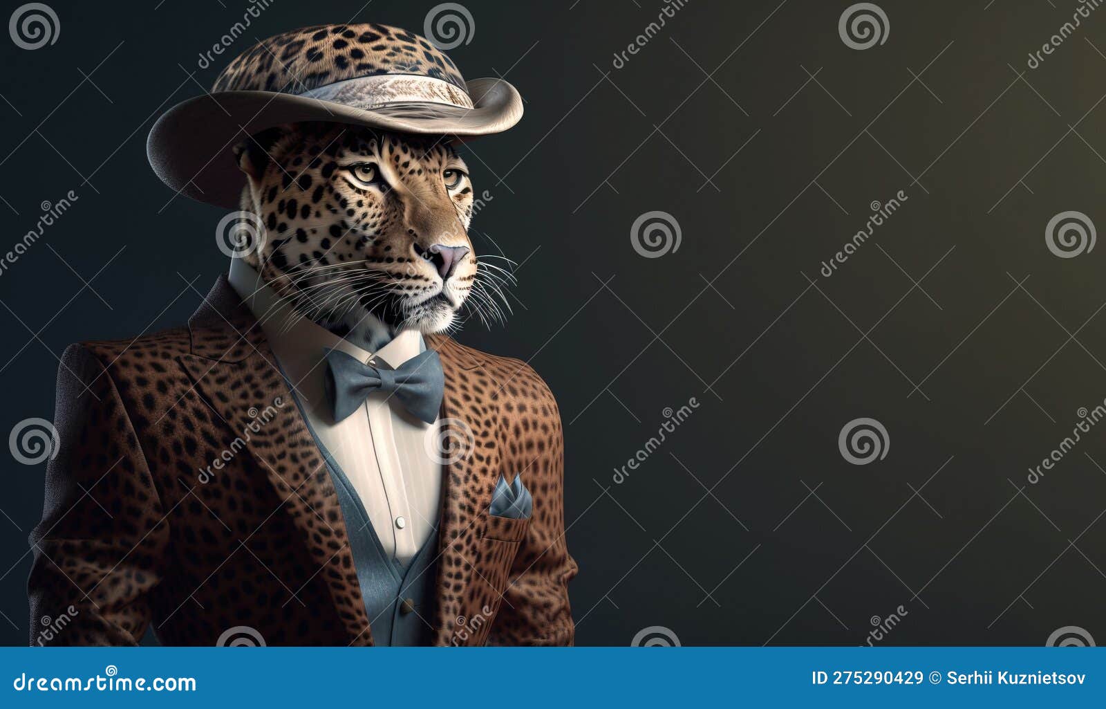 Gentleman, the Boss is a Formidable Spotted Leopard in a Hat, Suit and ...