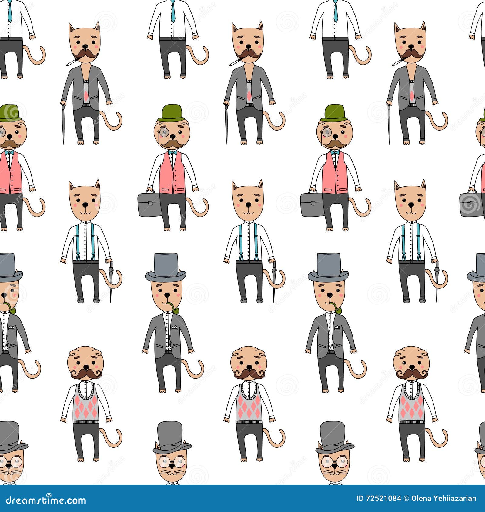 Gentleman Cats in Hipster Accessories. Stock Vector - Illustration of ...